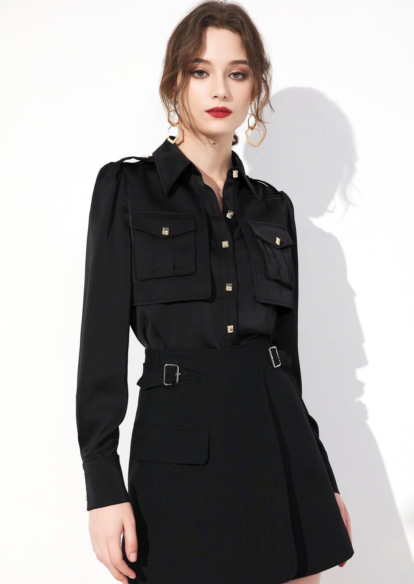 Metal Design Button Shirt – ANLEM